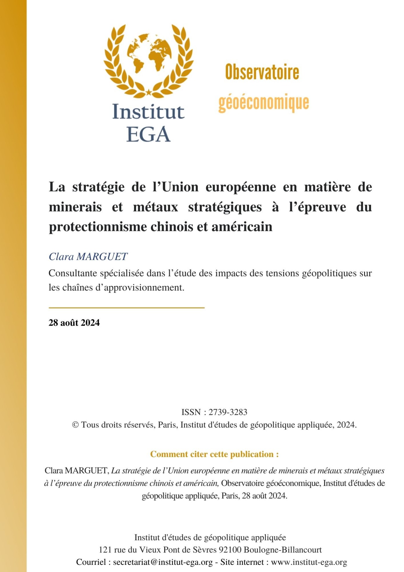 La stratégie de l’Union européenne en matière de minerais et métaux stratégiques à l’épreuve du ...